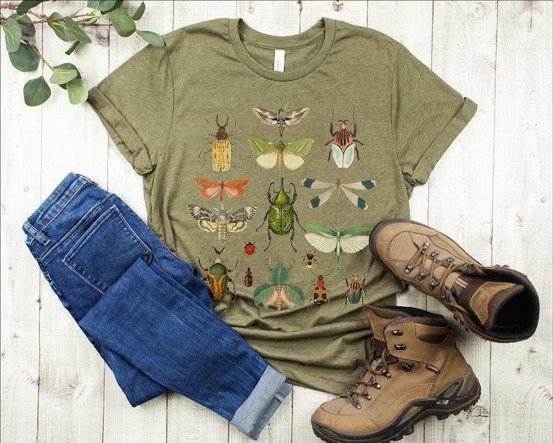 Vintage Insects T-shirt, Entomology Gift Her, Beetle Shirt, Moth Shirt ...