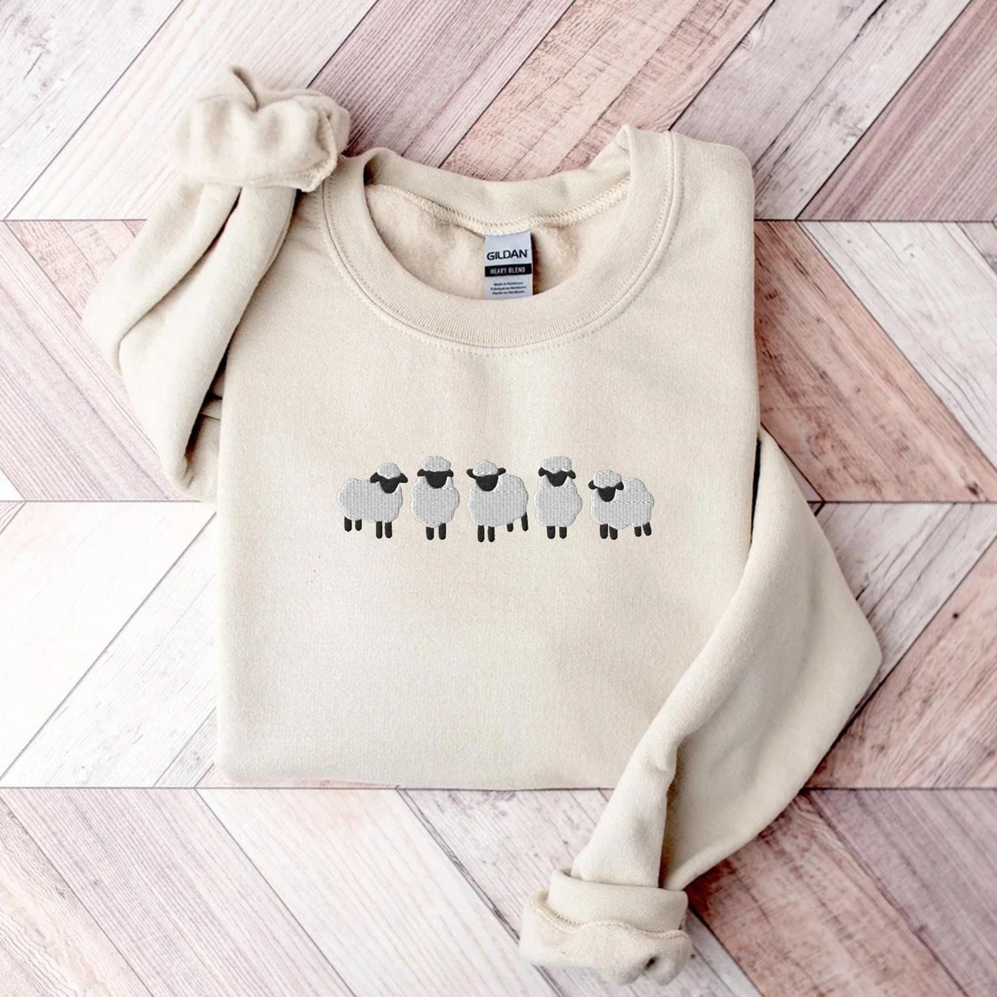 Embroidered Sheep Sweatshirt, Sheep Sweater, Animal Lover Shirt, Sheep ...