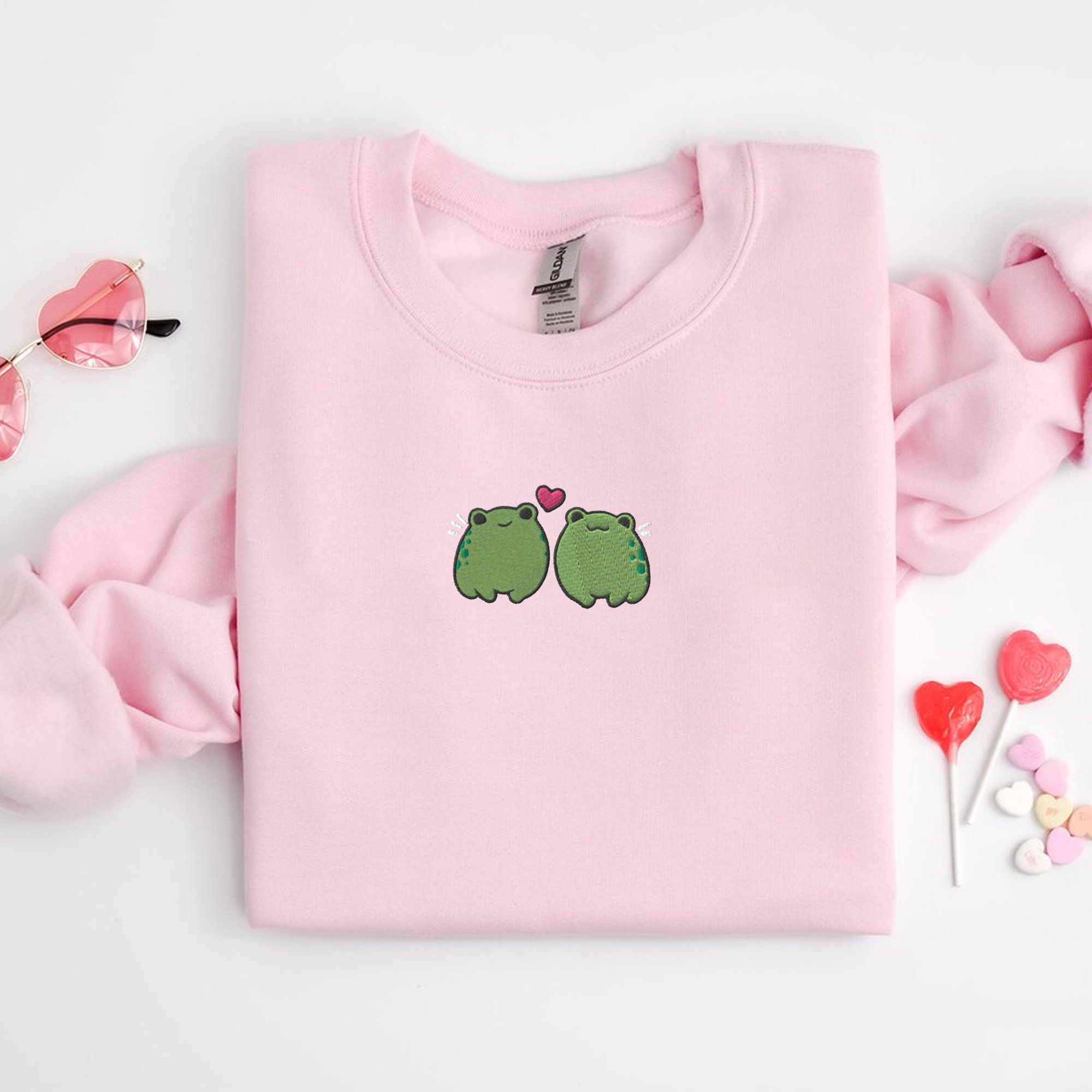 Embroidered Frog Sweatshirt, Frog Lover Gift, Funny Frog Shirt, Froggy ...