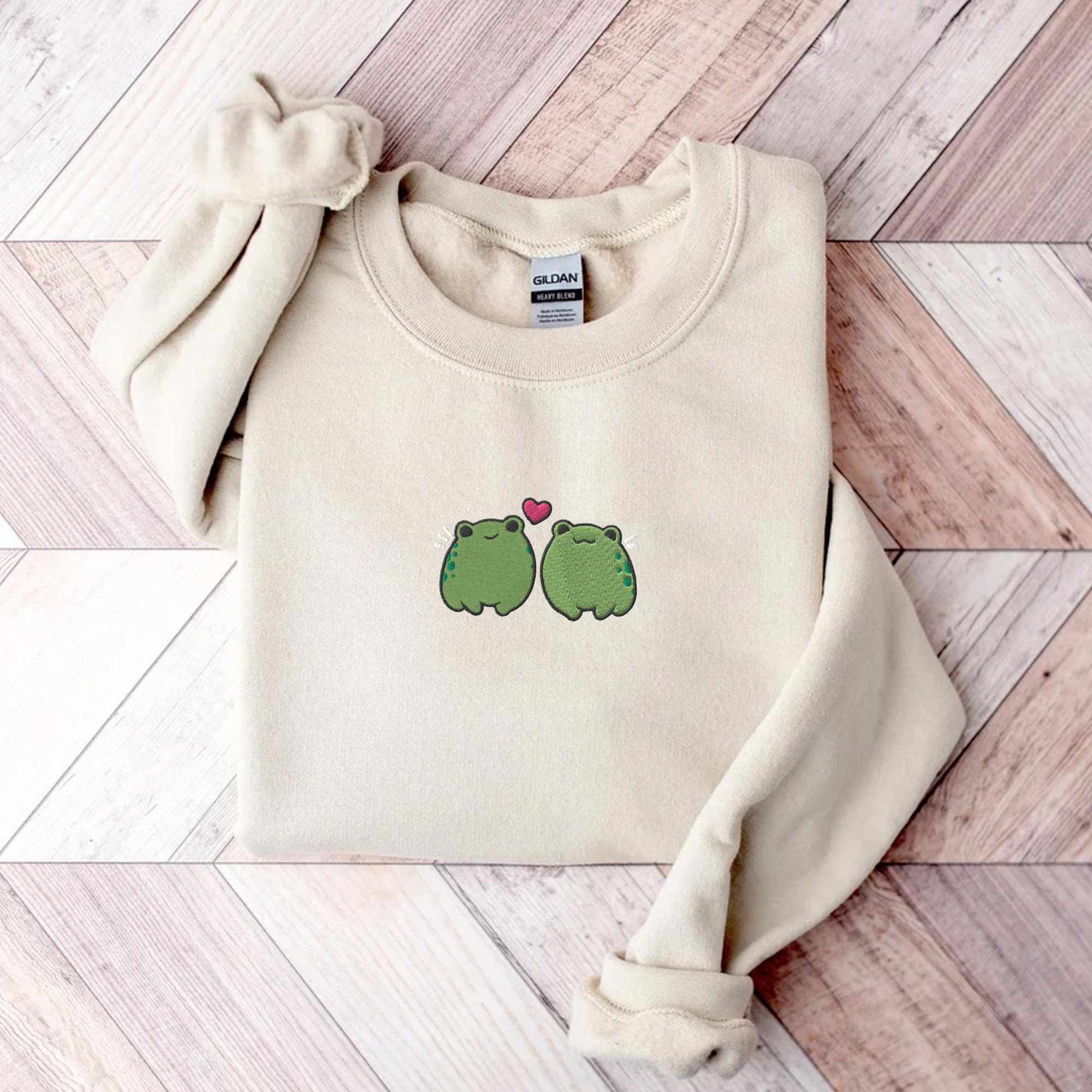 Embroidered Frog Sweatshirt, Frog Lover Gift, Funny Frog Shirt, Froggy ...