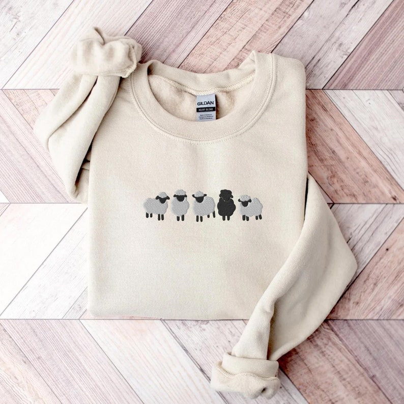Embroidered Sheep Sweatshirt, Sheep Sweater, Animal Lover Shirt, Sheep ...