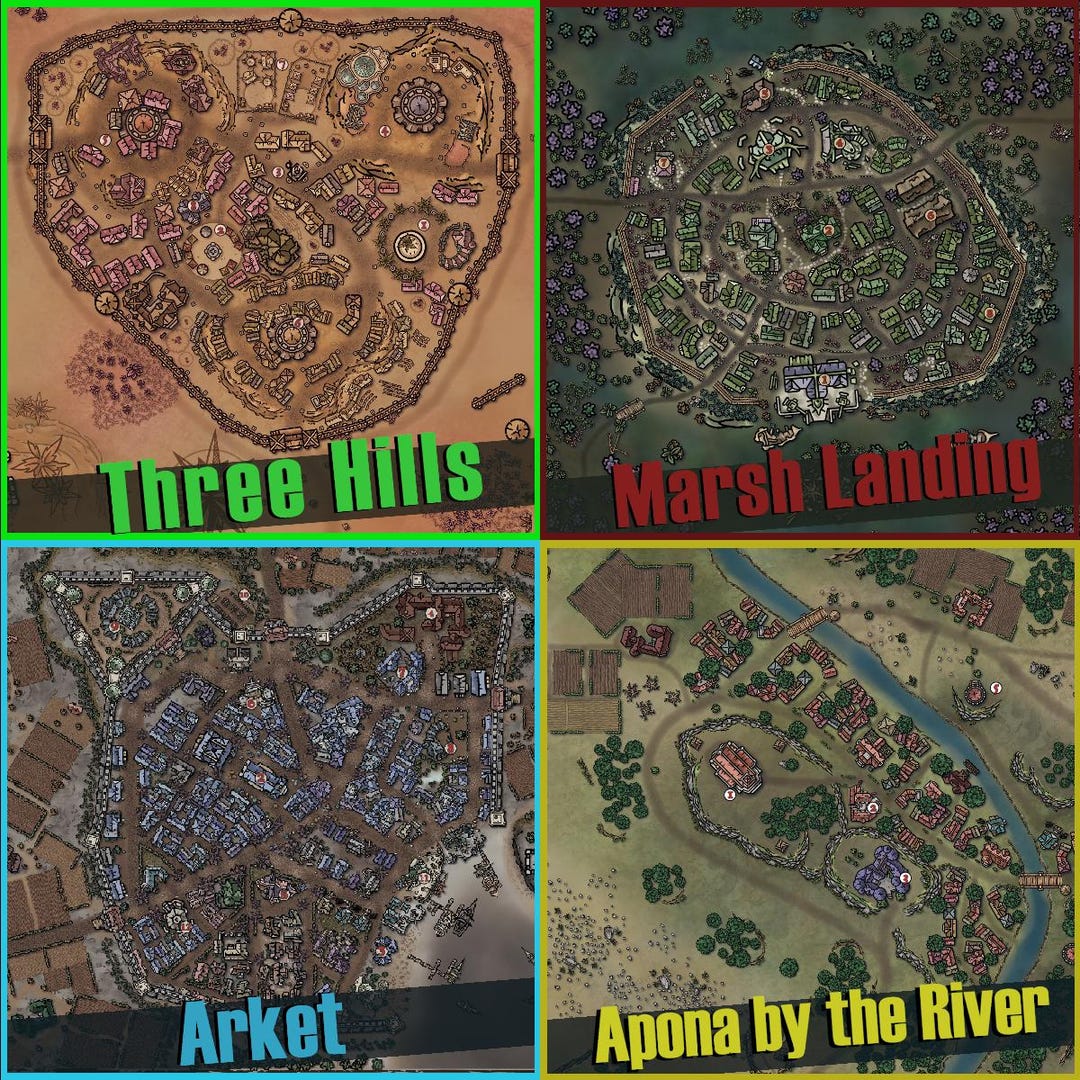 Dnd City Map Pack, Villages and Towns, Handcrafted, for Immersive RPG ...
