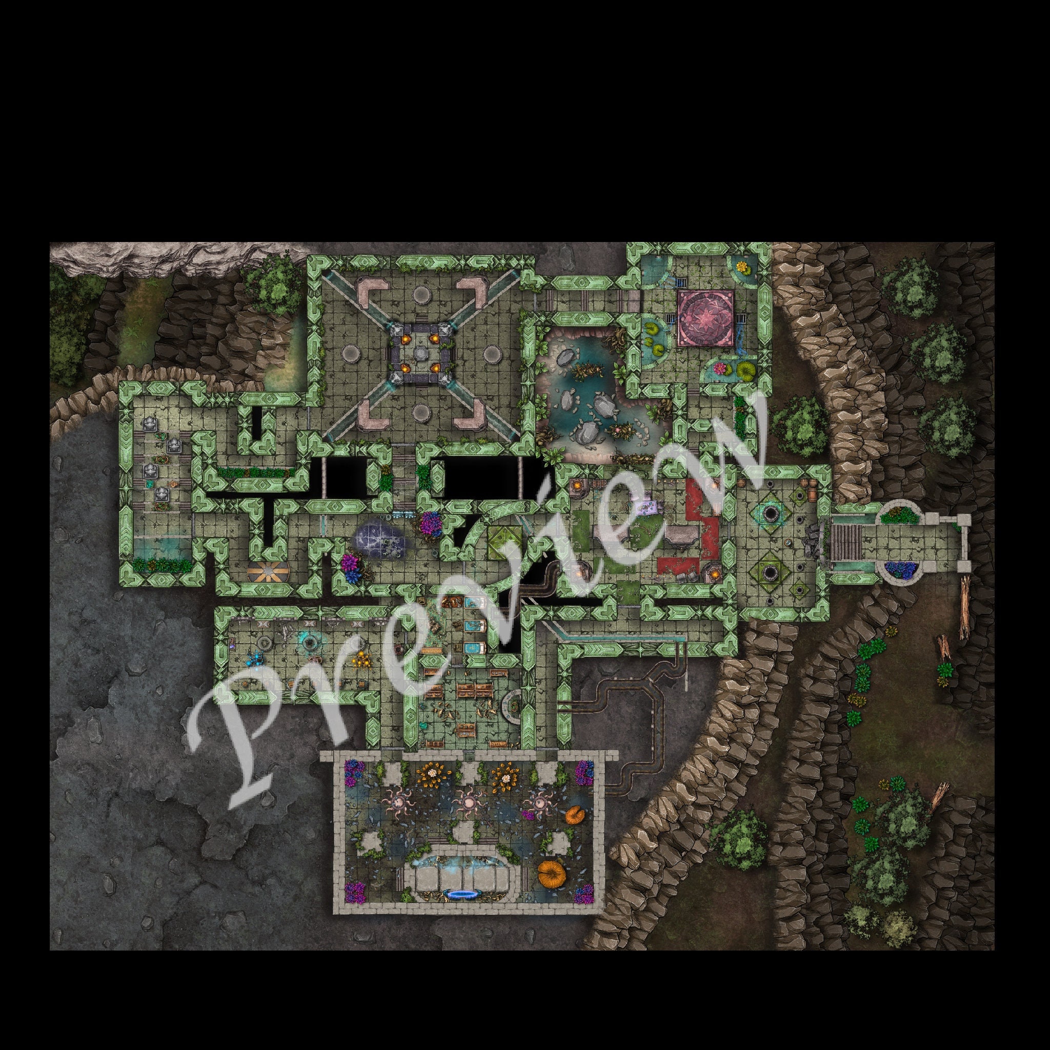 Temple Battle Map, Dnd Battle Map, D&D, Battlemap, Dungeons and Dragons ...