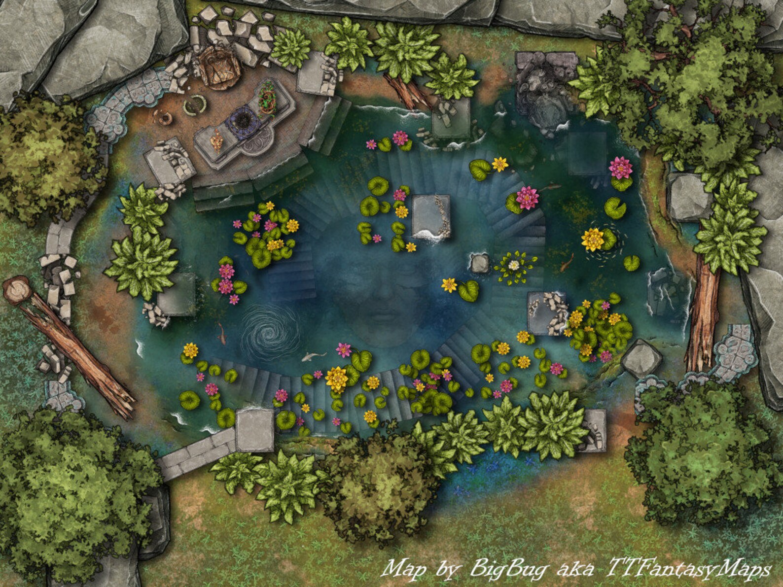 Sunken Shrine Battle Map, Dnd Battle Map, Lost Shrine, Dnd Combat ...