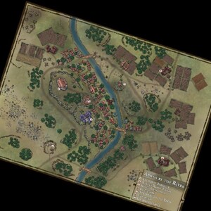 DND River Town Map, Hand Made Fantasy Campaign Town for Fantasy Ttrpg's ...