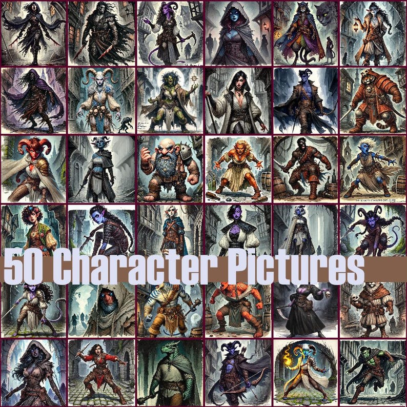 50 RPG Npcs - Character Picture Pack, for Fantasy Ttrpg's, Character ...
