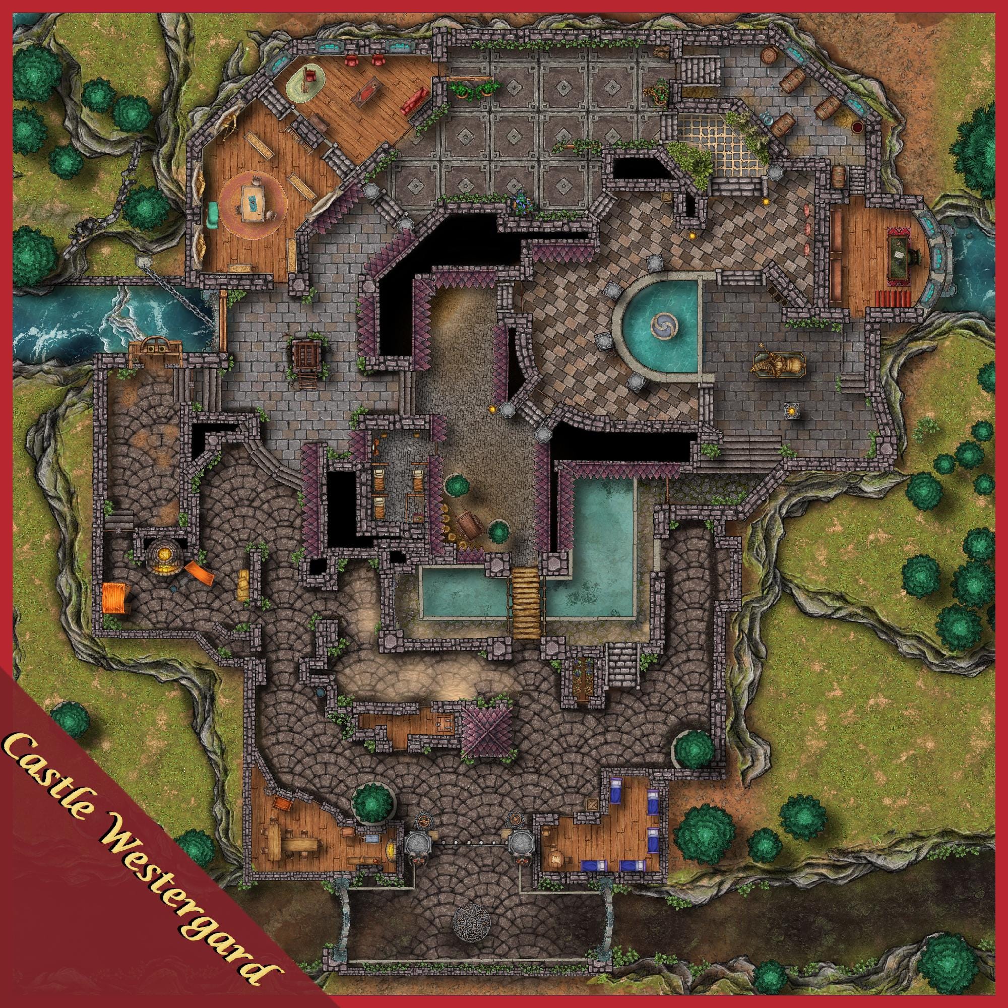 Castle Battle Map, Dnd Battle Map, D&D, Battlemap, Dungeons and Dragons ...