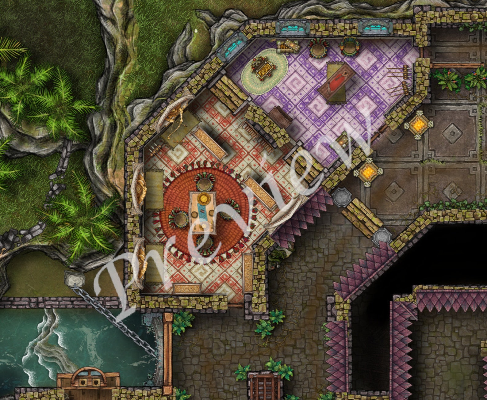 Jungle Castle Battle Map, Dnd Battle Map, D&D, Battlemap, Dungeons and ...