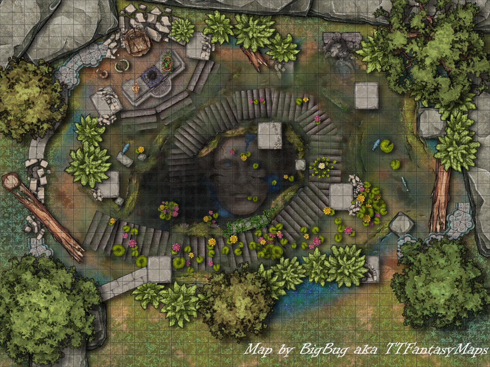 Sunken Shrine Battle Map, Dnd Battle Map, Lost Shrine, Dnd Combat ...