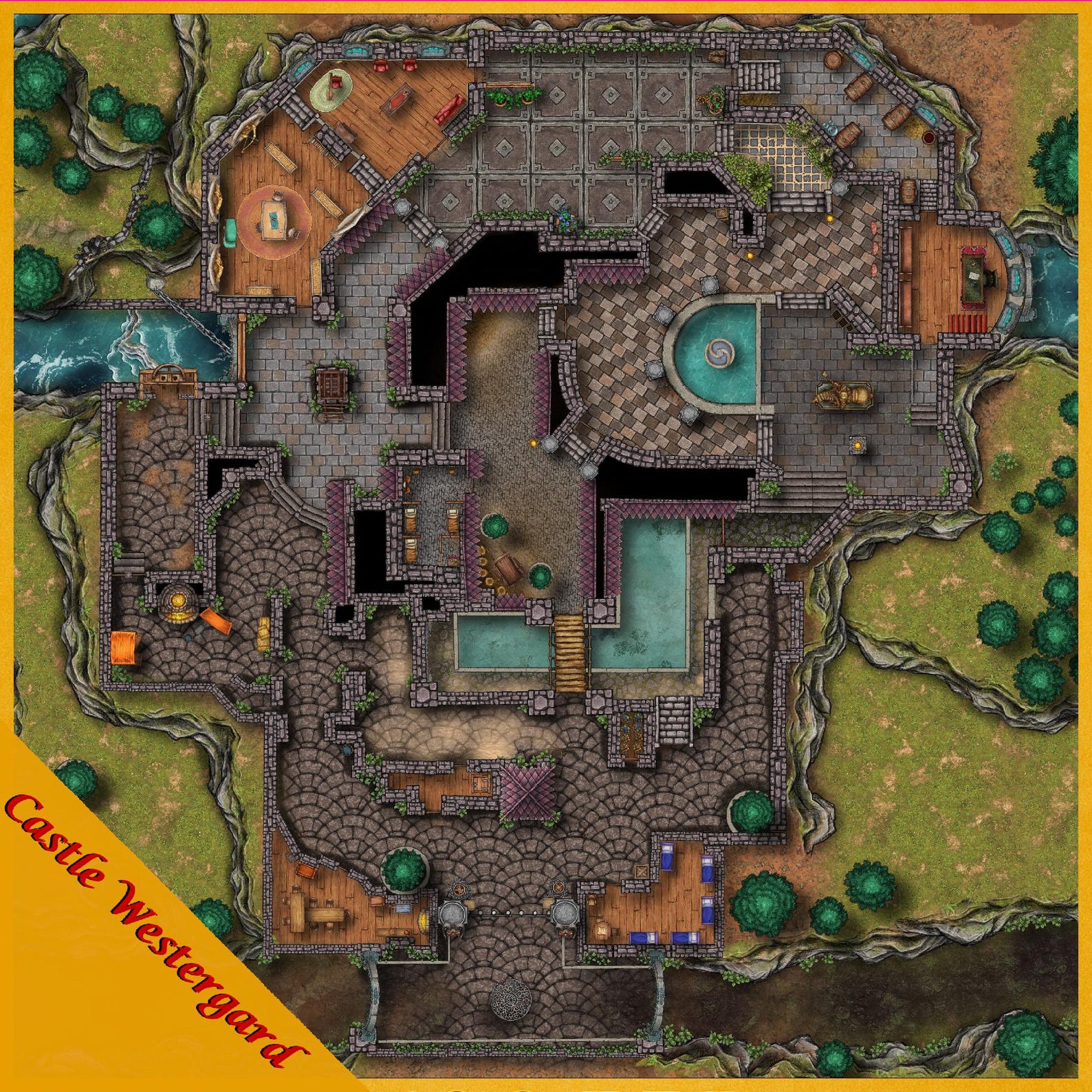 Castle Battle Map, Dnd Battle Map, D&D, Battlemap, Dungeons and Dragons ...