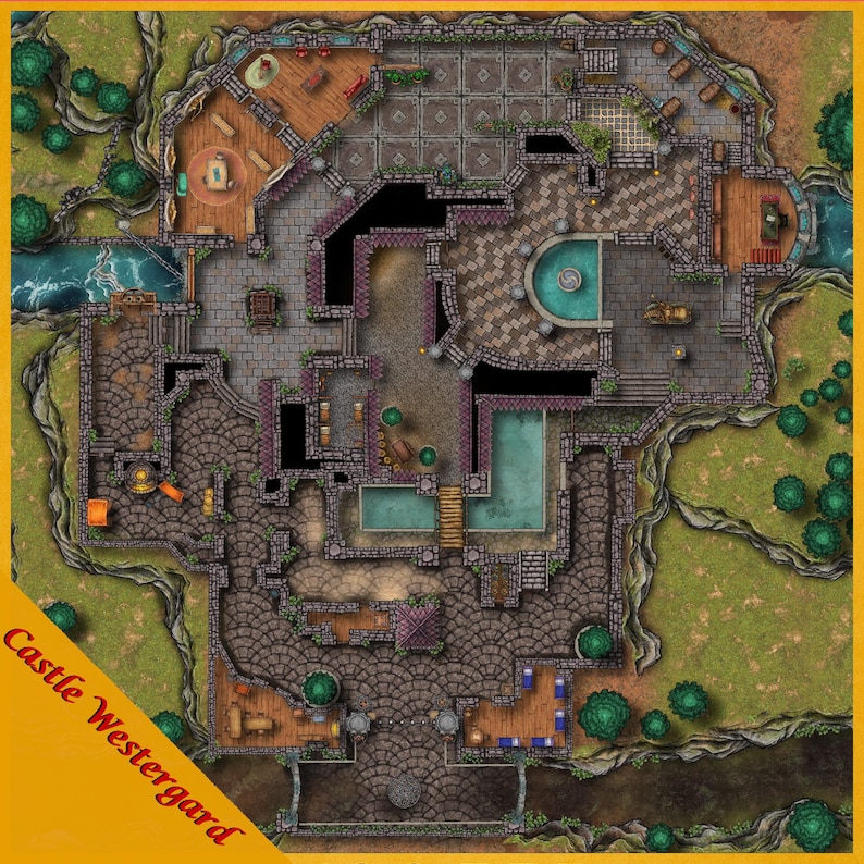 Castle Battle Map, Dnd Battle Map, D&D, Battlemap, Dungeons and Dragons ...