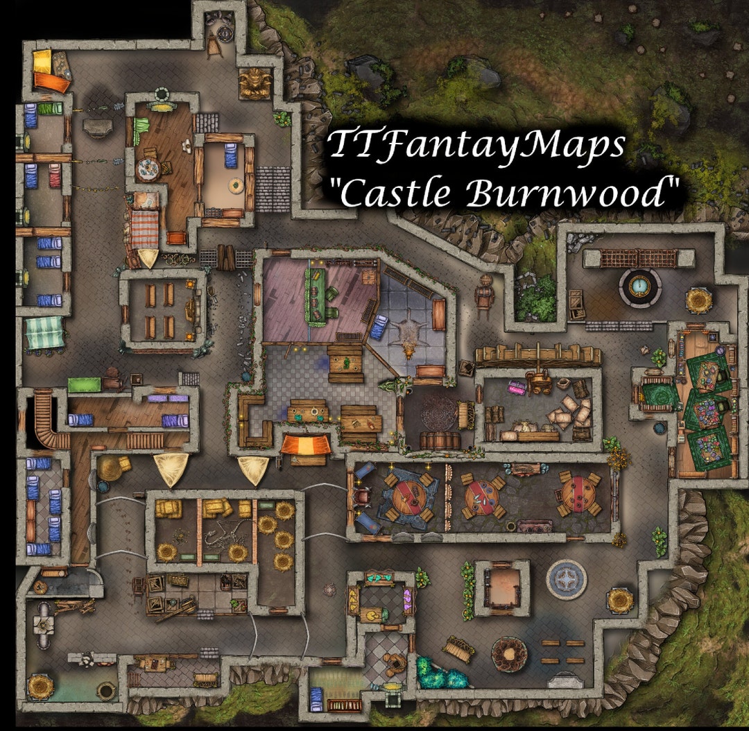 Castle Battle Map, Dnd Battle Map, D&D, Battlemap, Dungeons and Dragons, 5e, Roll20, Fantasy ...