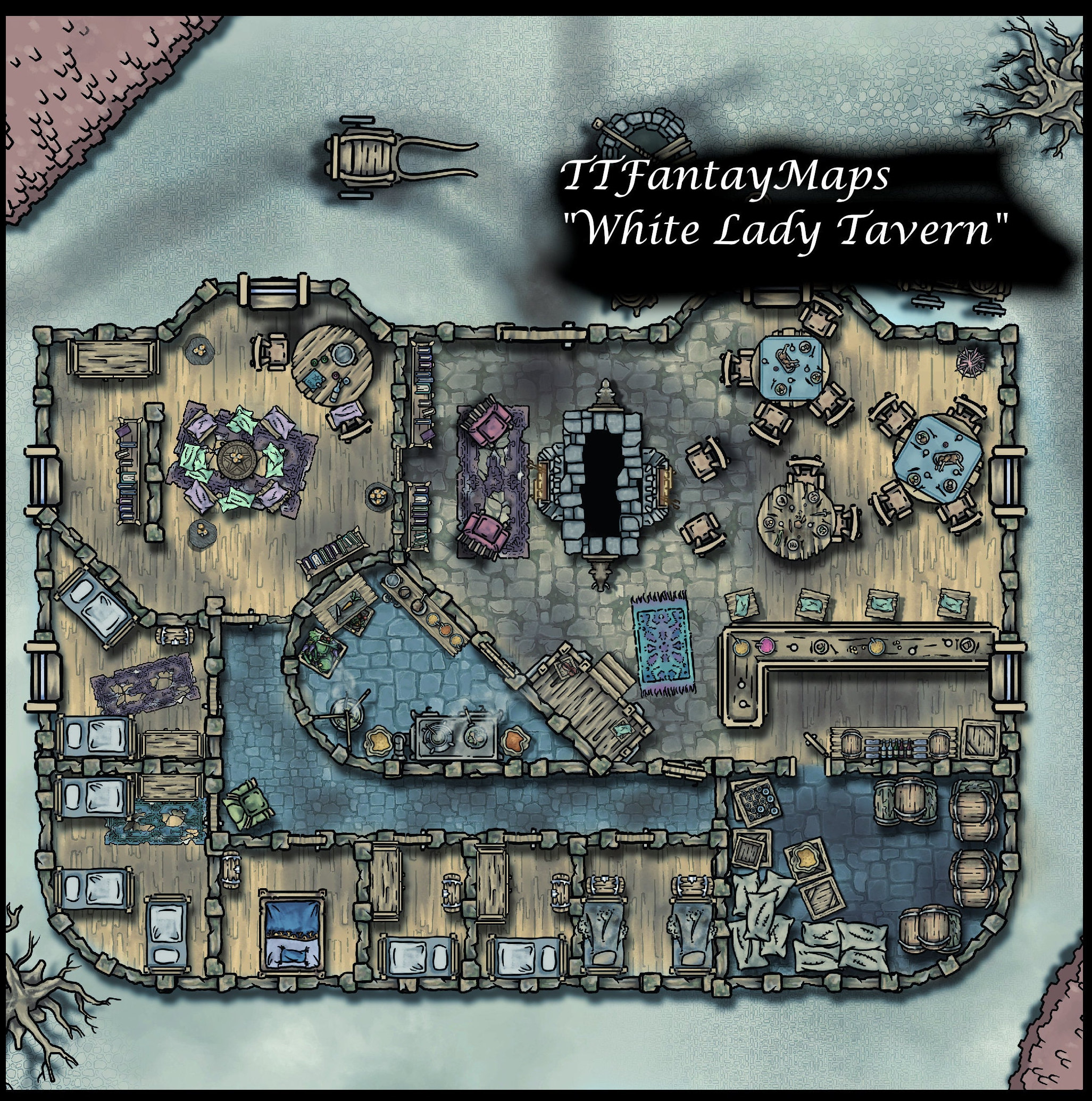 Tavern Map, Dnd Battle Map, White Lady Inn, Dnd Map, D&D, Dungeons and ...