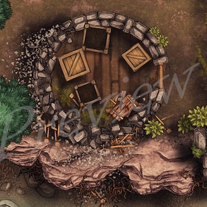 River Battle Map, Dnd Battle Map, Destroyed Bridge, D&D, Battlemap ...