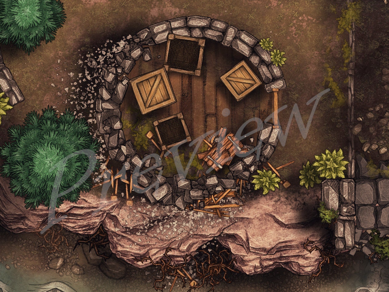 River Battle Map, Dnd Battle Map, Destroyed Bridge, D&D, Battlemap ...