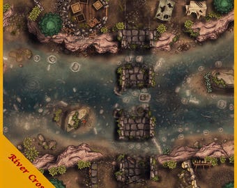 River Battle Map, Dnd Battle Map, Destroyed Bridge, D&D, Battlemap ...