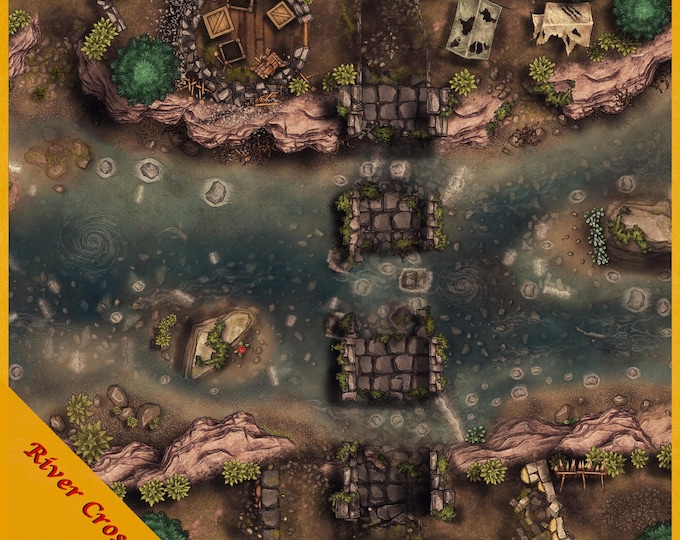 River Battle Map, Dnd Battle Map, Destroyed Bridge, D&D, Battlemap ...