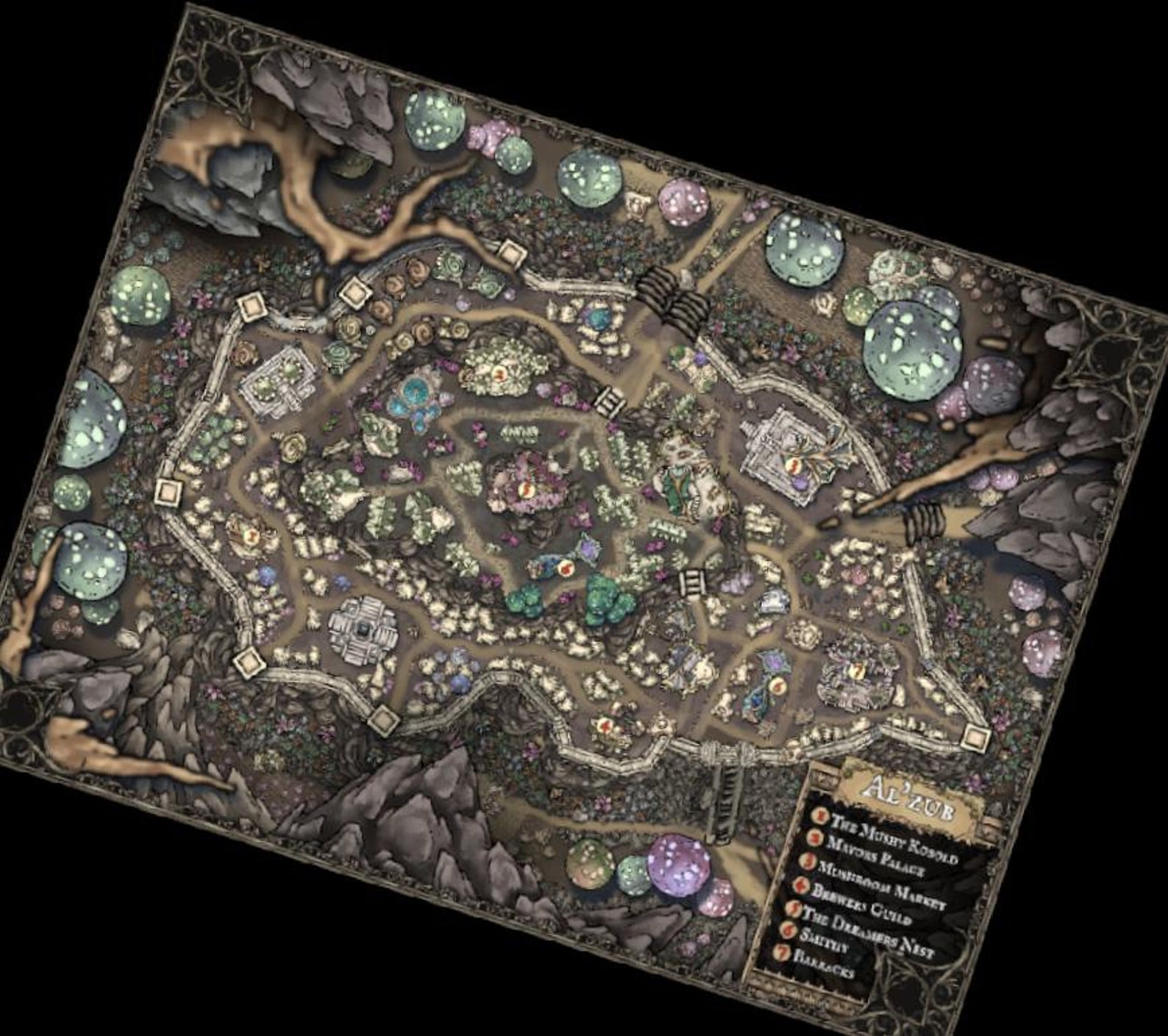 DND Underdark Town Map, Hand Made Campaign City Map for Fantasy TTRPG ...