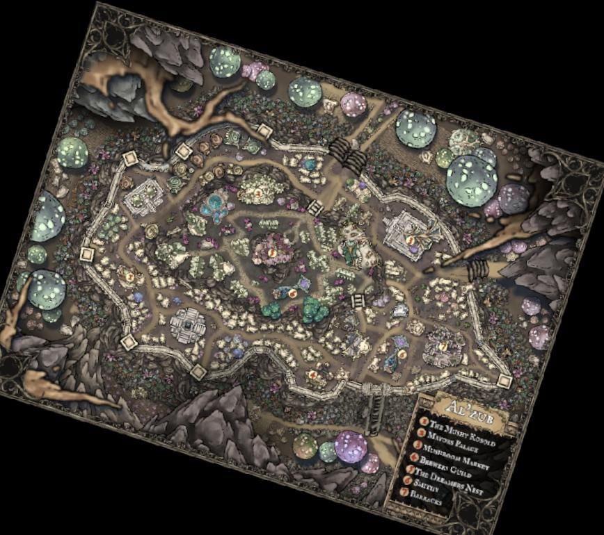 DND Underdark Town Map, Hand Made Campaign City Map for Fantasy TTRPG, VTT, City for D&D ...