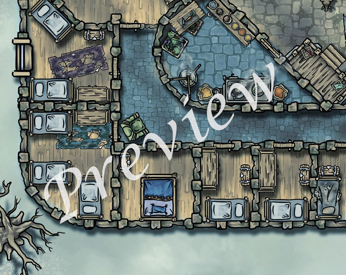Tavern Map, Dnd Battle Map, White Lady Inn, Dnd Map, D&D, Dungeons and ...