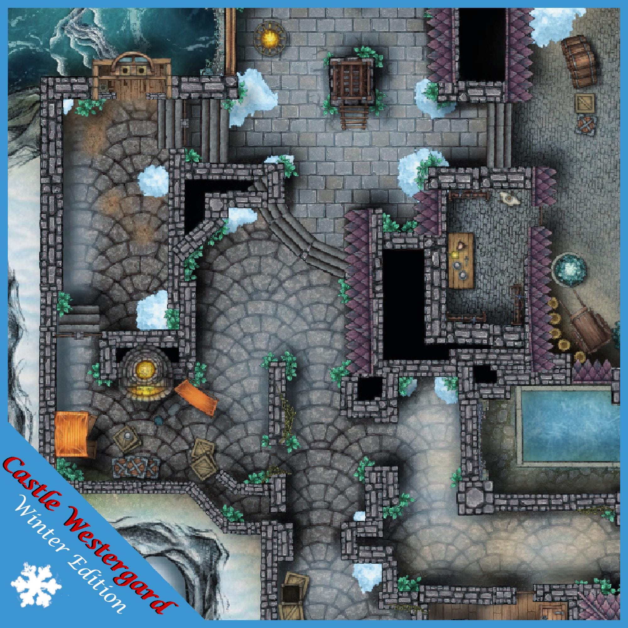 Castle Battle Map – Winter Fortress for Dnd 5e, Foundry VTT, Roll20 ...