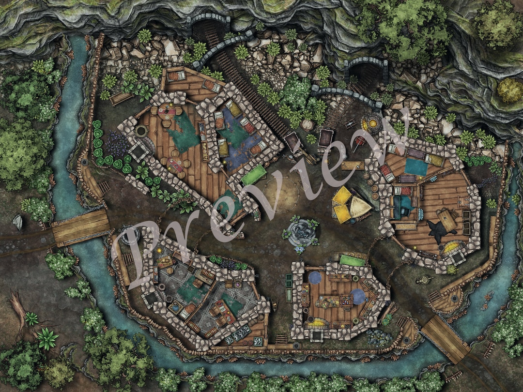 Town Map, Terrain, Fantasy, Dnd Battle Map, D&D, Battlemap, Dungeons and Dragons, 5e, Roll20 ...