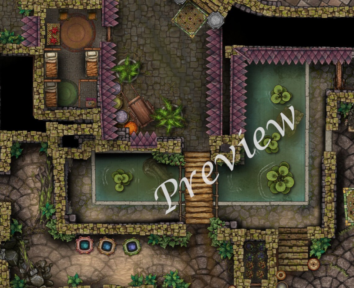 Jungle Castle Battle Map, Dnd Battle Map, D&D, Battlemap, Dungeons and ...