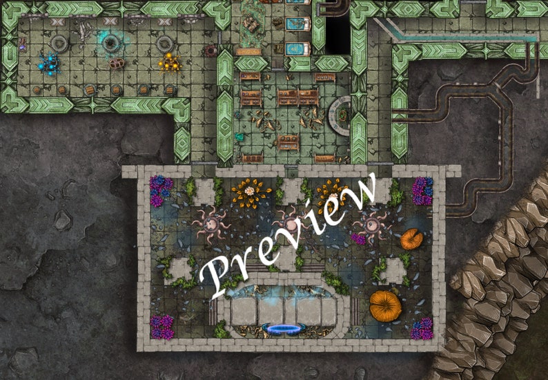 Dnd Temple Battle Map, Combat Encounter, Dark Dungeon, Battlemap, Dungeons and Dragons 5e ...