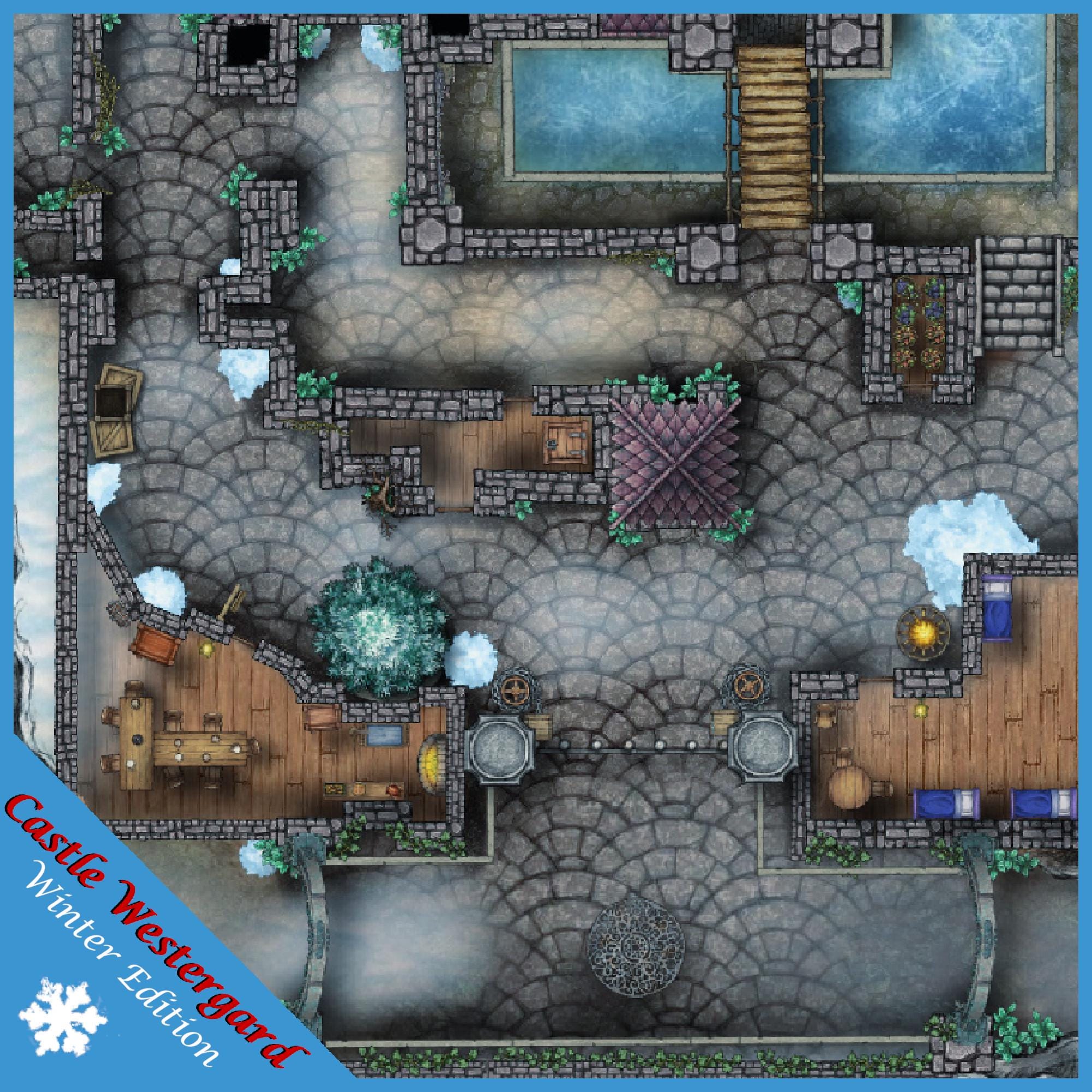 Castle Battle Map – Winter Fortress for Dnd 5e, Foundry VTT, Roll20 ...