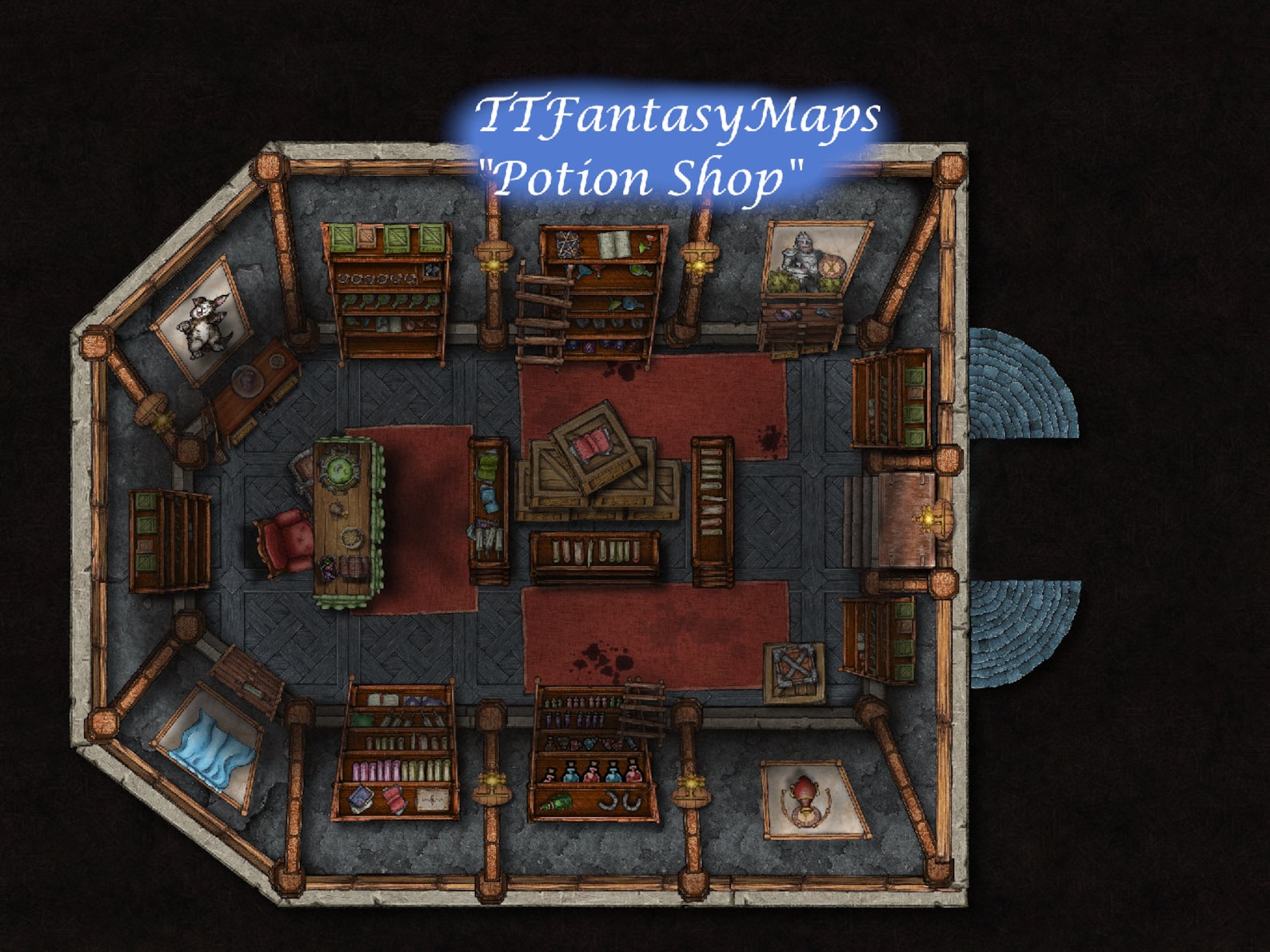 Potion Shop Map, DnD Battle Map, D&D, Battlemap, Dungeons and Dragons ...