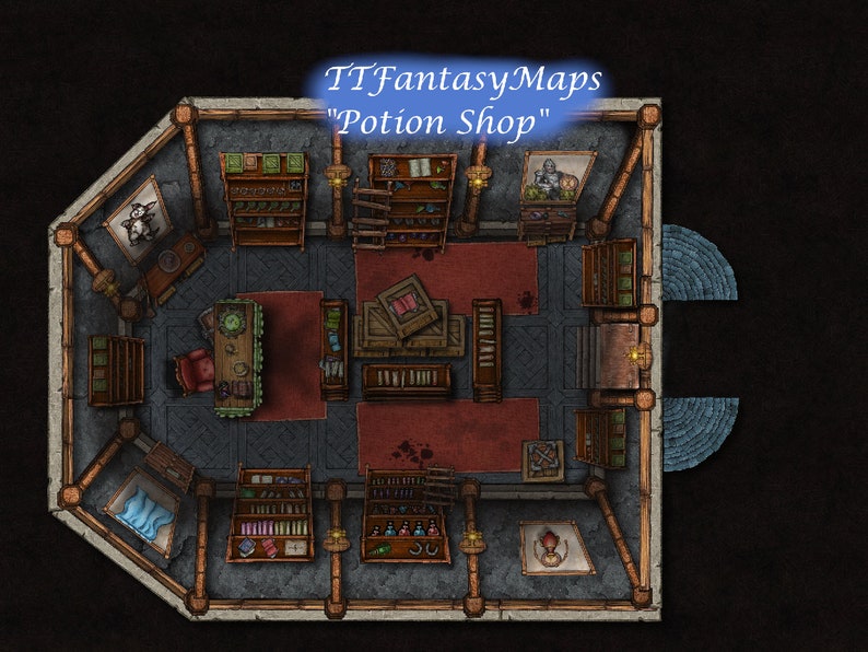 Potion Shop Map, DnD Battle Map, D&D, Battlemap, Dungeons and Dragons ...