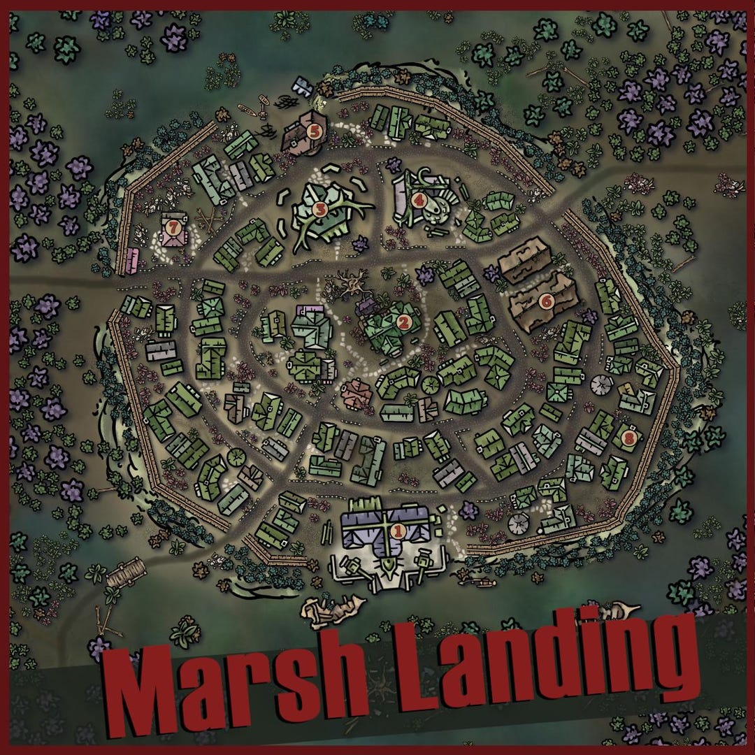DND Swamp Village, Marsh Hand Made City Map for Fantasy Ttrpg's, Vtt's ...