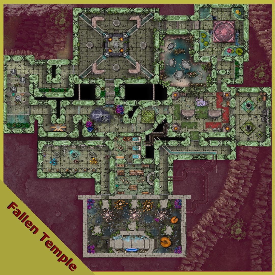 Dnd Temple Battle Map, Combat Encounter, Dark Dungeon, Battlemap ...