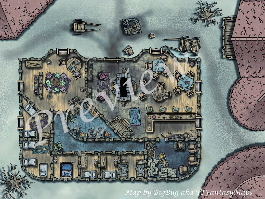 Tavern Map, Dnd Battle Map, White Lady Inn, Dnd Map, D&D, Dungeons and ...