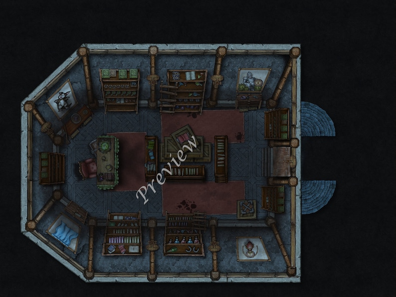 Potion Shop Map, DnD Battle Map, D&D, Battlemap, Dungeons and Dragons ...