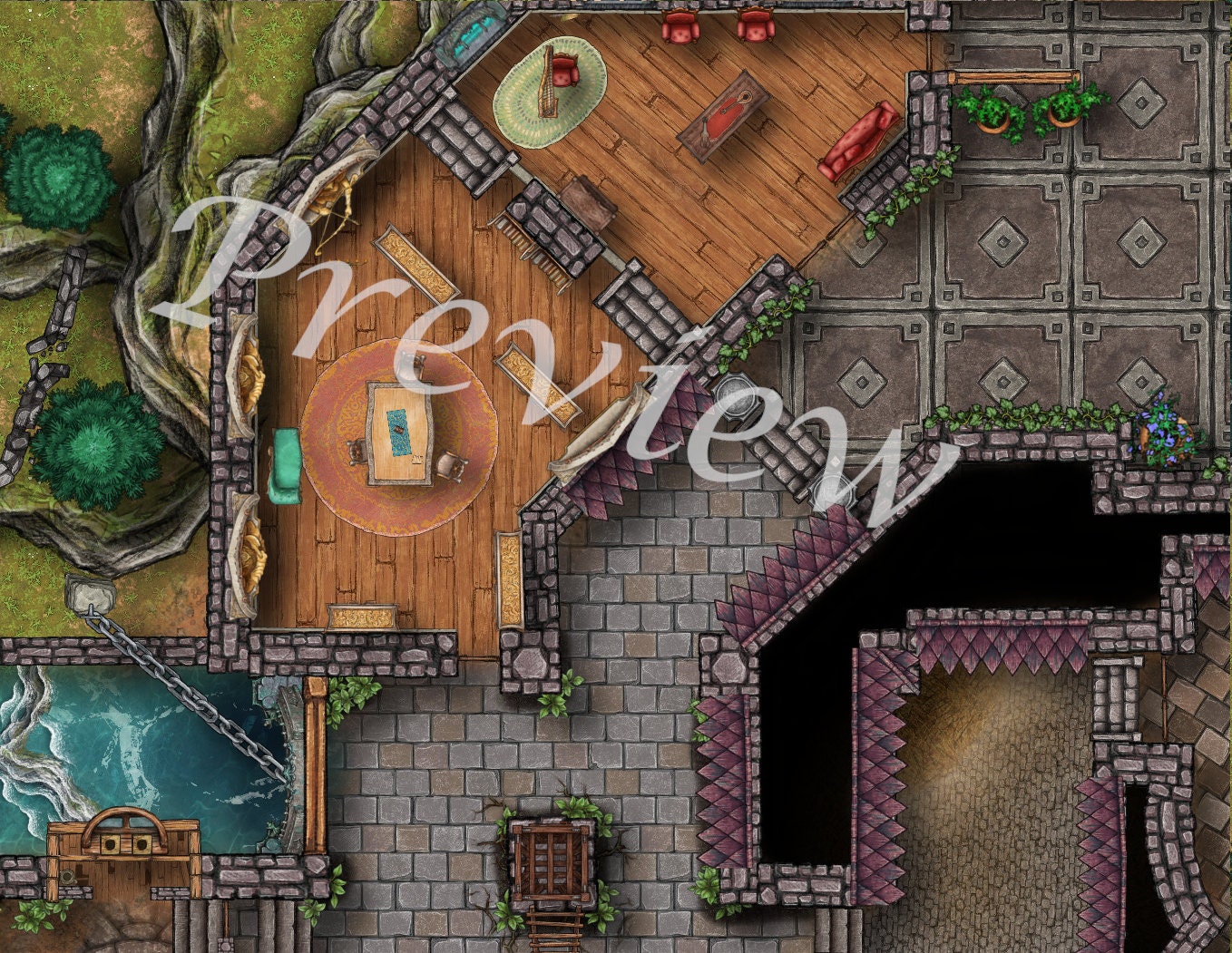 Castle Battle Map, Dnd Battle Map, D&D, Battlemap, Dungeons and Dragons ...