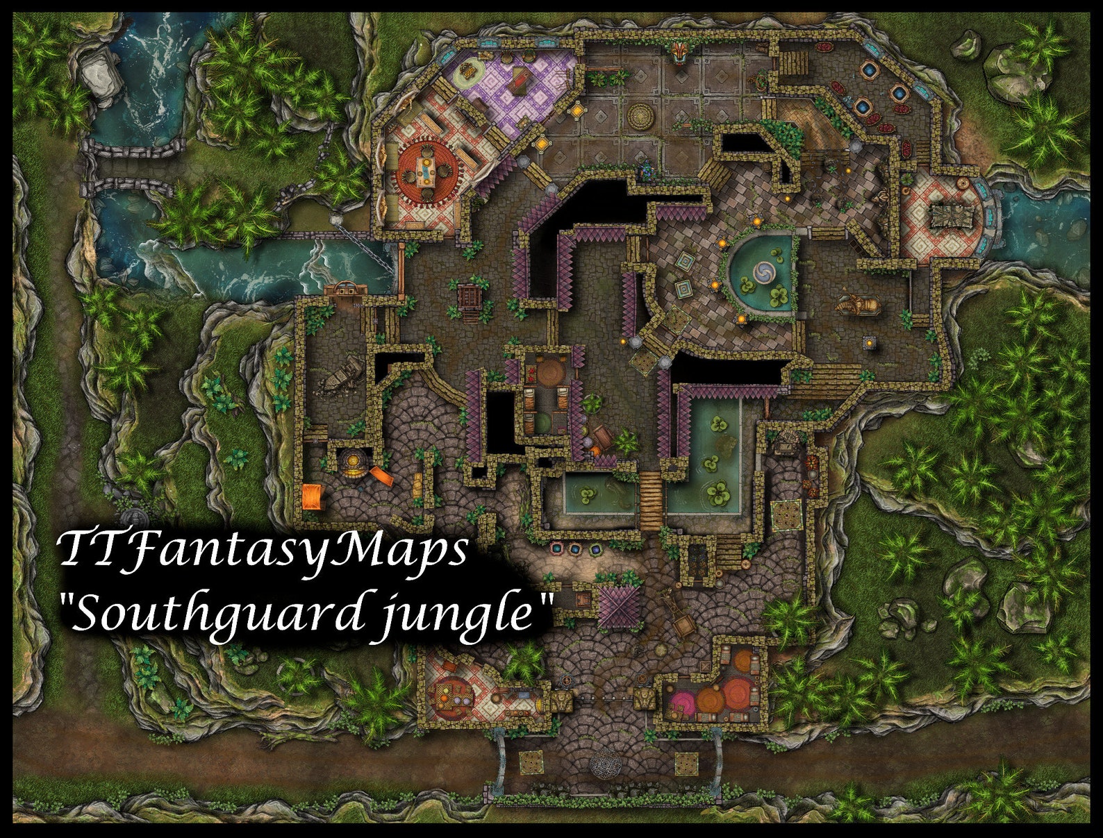 Jungle Castle Battle Map, Dnd Battle Map, D&D, Battlemap, Dungeons and ...