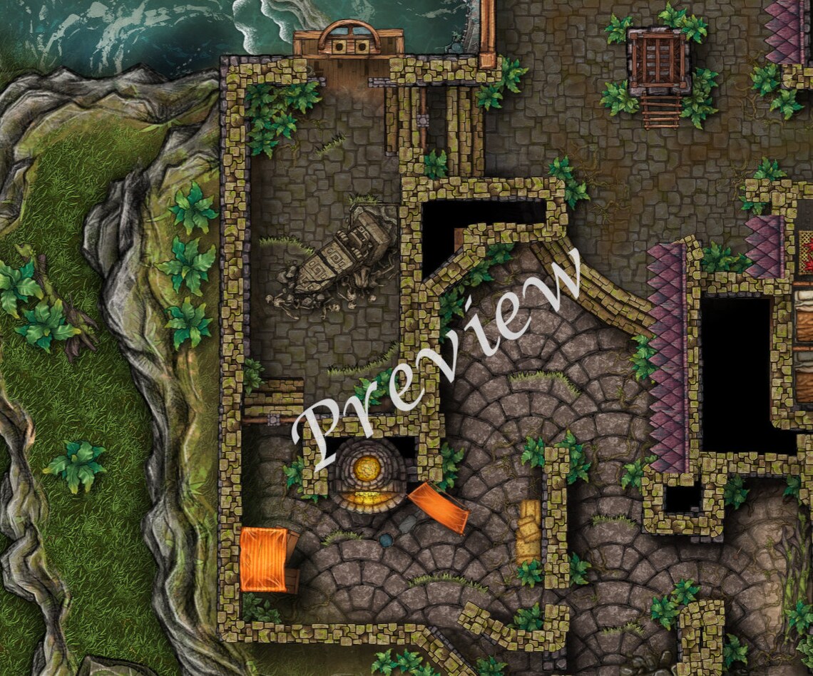 Jungle Castle Battle Map, Dnd Battle Map, D&D, Battlemap, Dungeons and ...