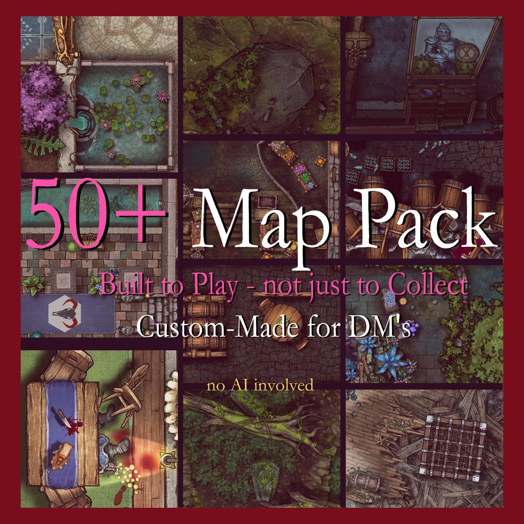 Dnd Map Pack Bundle, Custom Fantasy Maps, Handcrafted, Dungeon Master ...