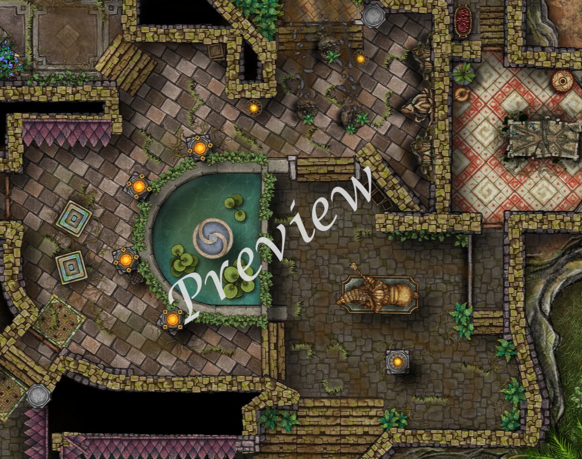 Jungle Castle Battle Map, Dnd Battle Map, D&D, Battlemap, Dungeons and ...