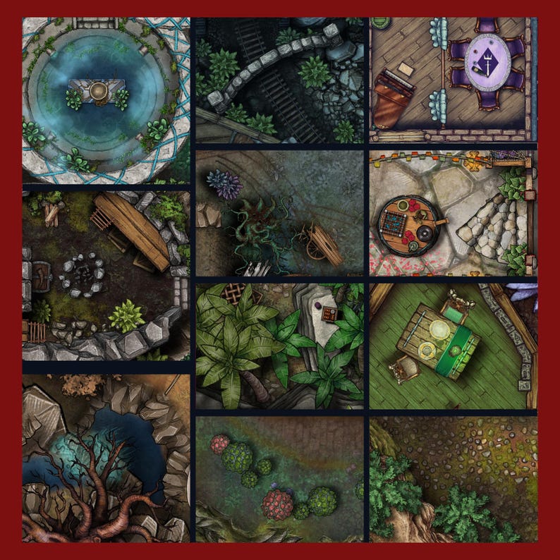 Dnd Map Pack Bundle, Custom Fantasy Maps, Handcrafted, Dungeon Master Resources, Encounter ...