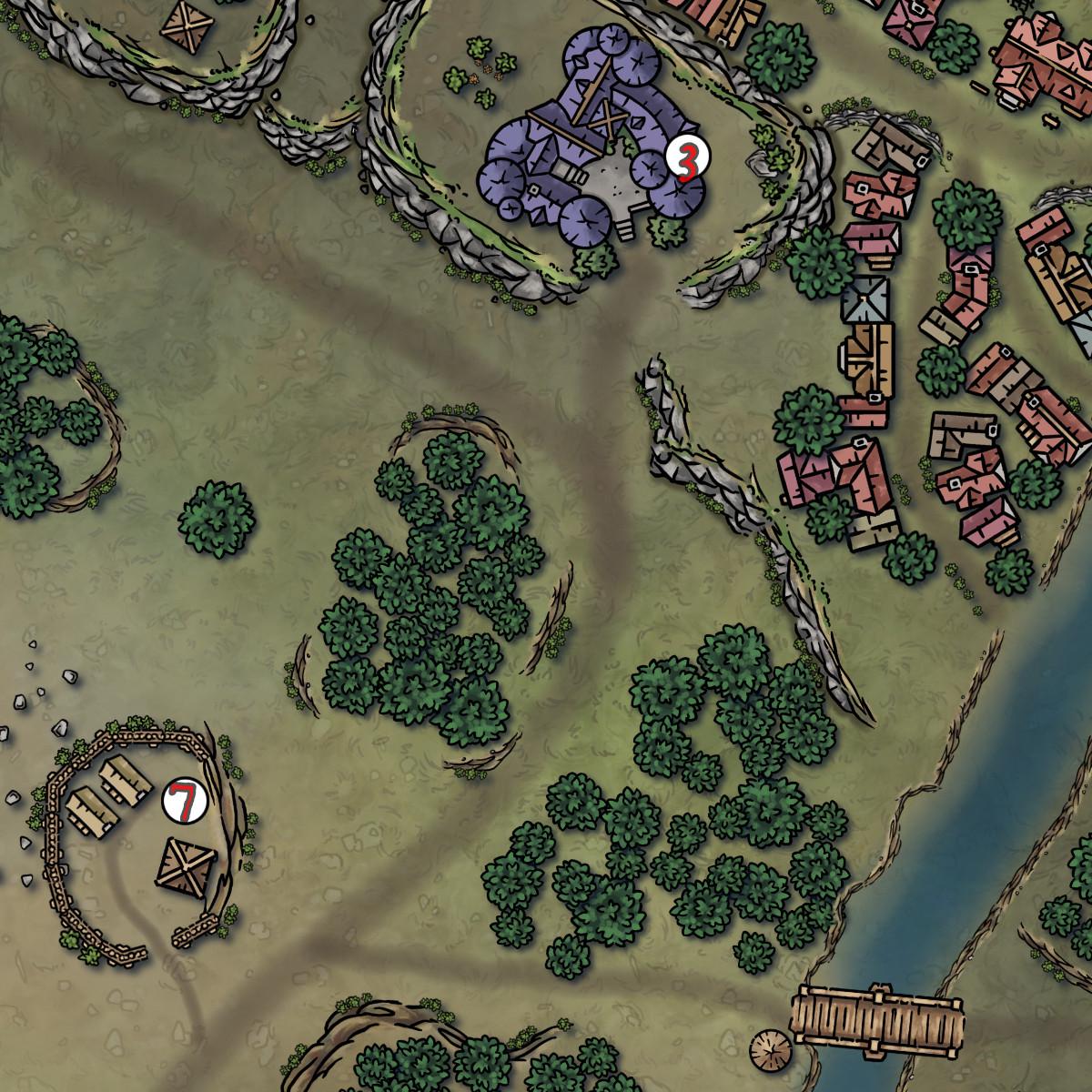 DND River Town Map, Hand Made Fantasy Campaign Town for Fantasy Ttrpg's ...