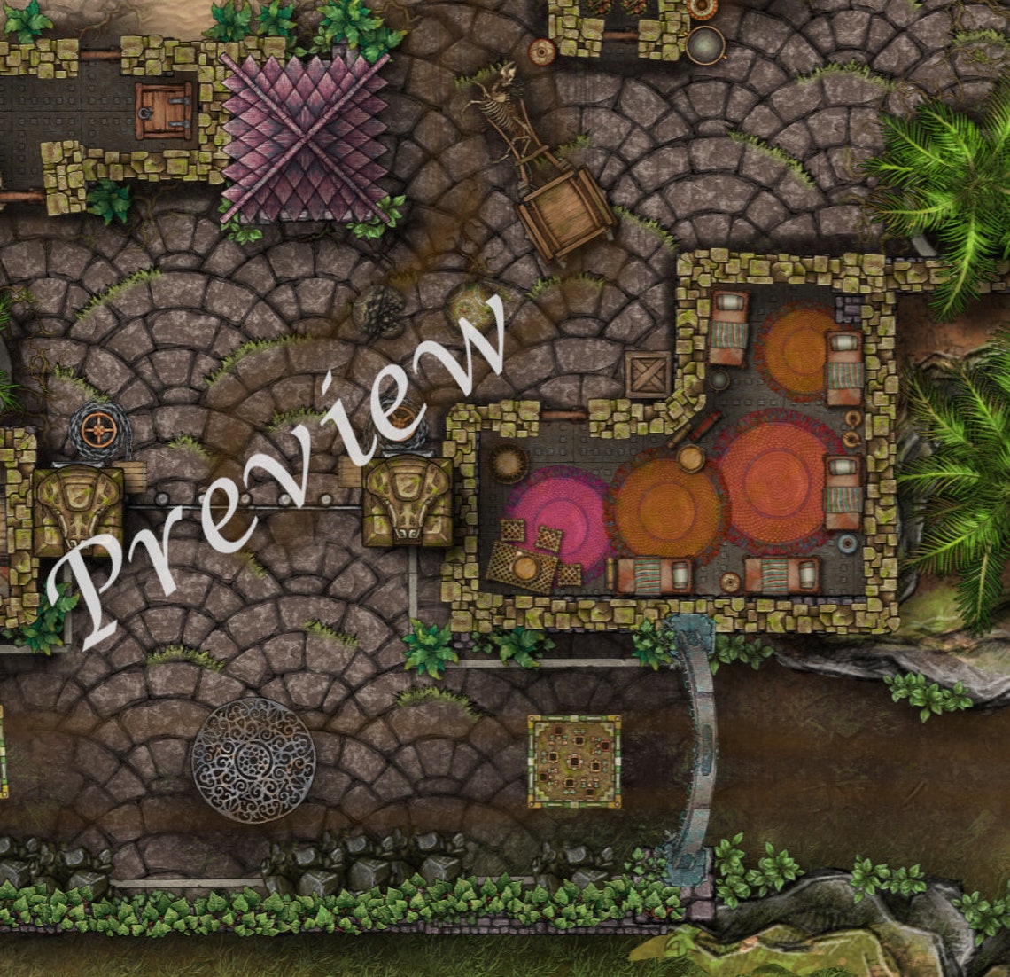 Jungle Castle Battle Map, Dnd Battle Map, D&D, Battlemap, Dungeons and ...