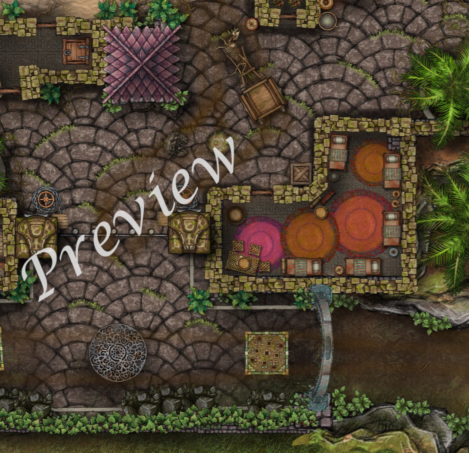 Jungle Castle Battle Map, Dnd Battle Map, D&D, Battlemap, Dungeons and ...