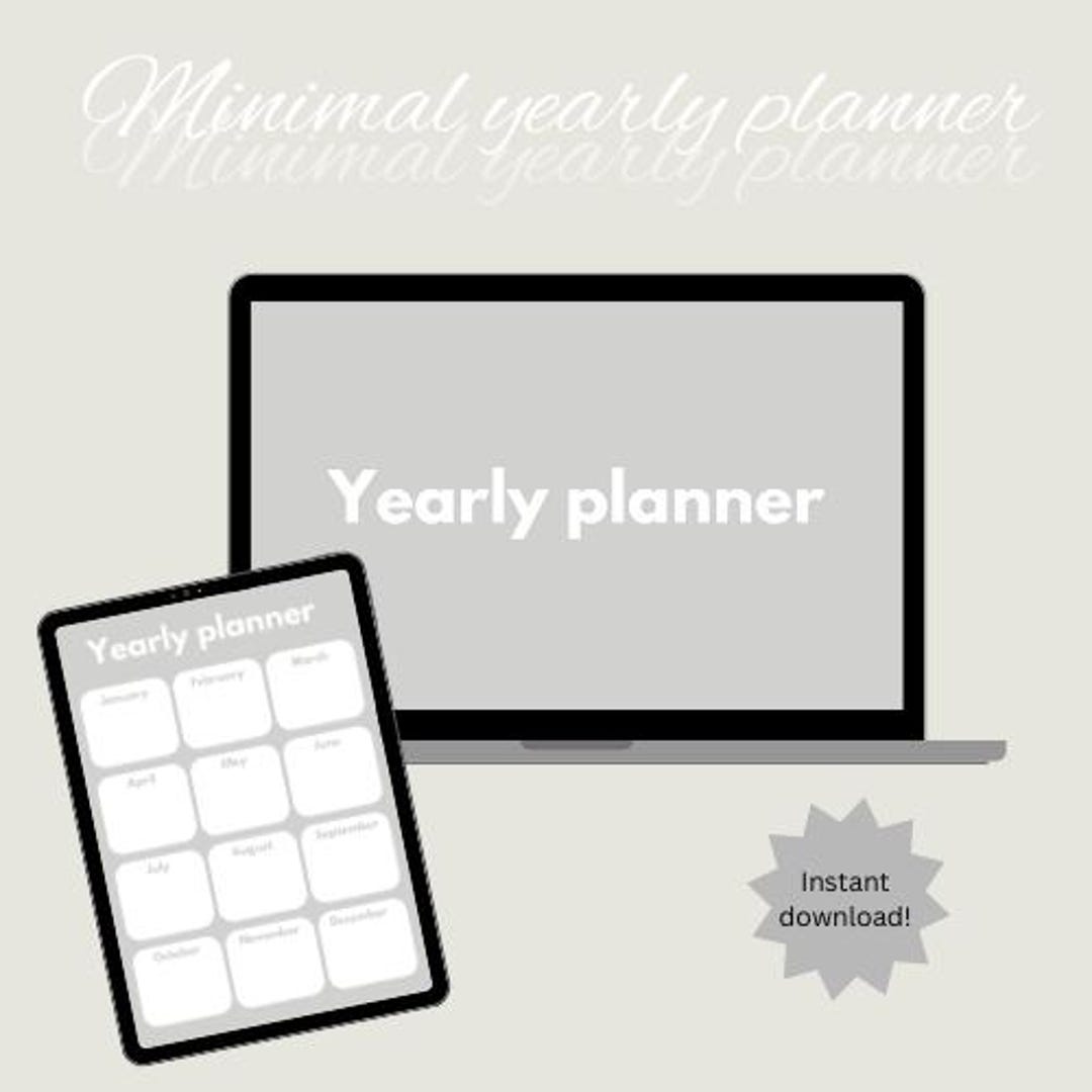 Digital Yearly Planner, Undated, Printable, Monthly Planner, Pdf ...