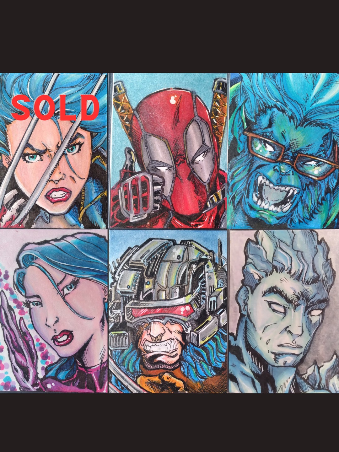 X-men Original Sketch Cards.x23/deadpool/beast/psylo/weapon X/ice Man ...