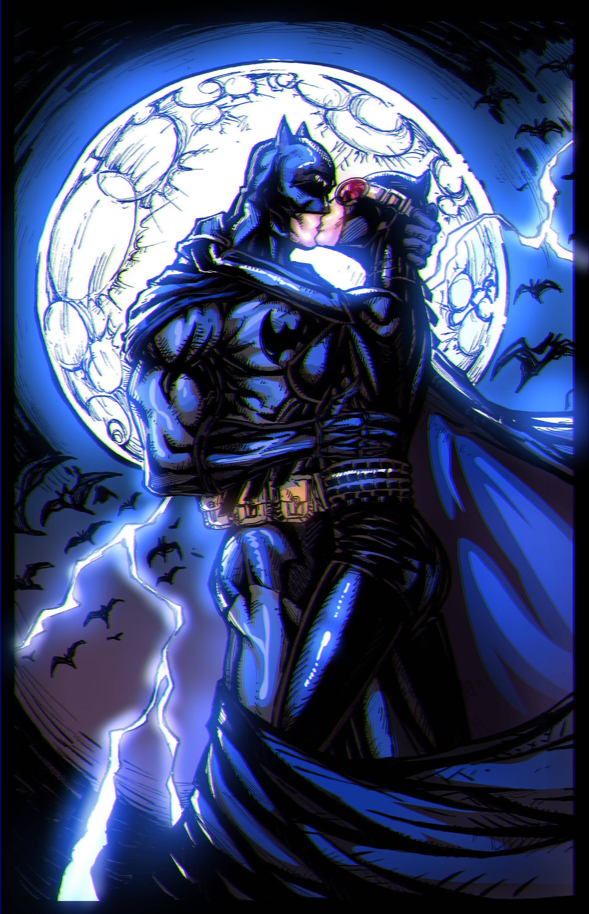 Batman and Batgirl Kiss 11x17 Poster - Etsy