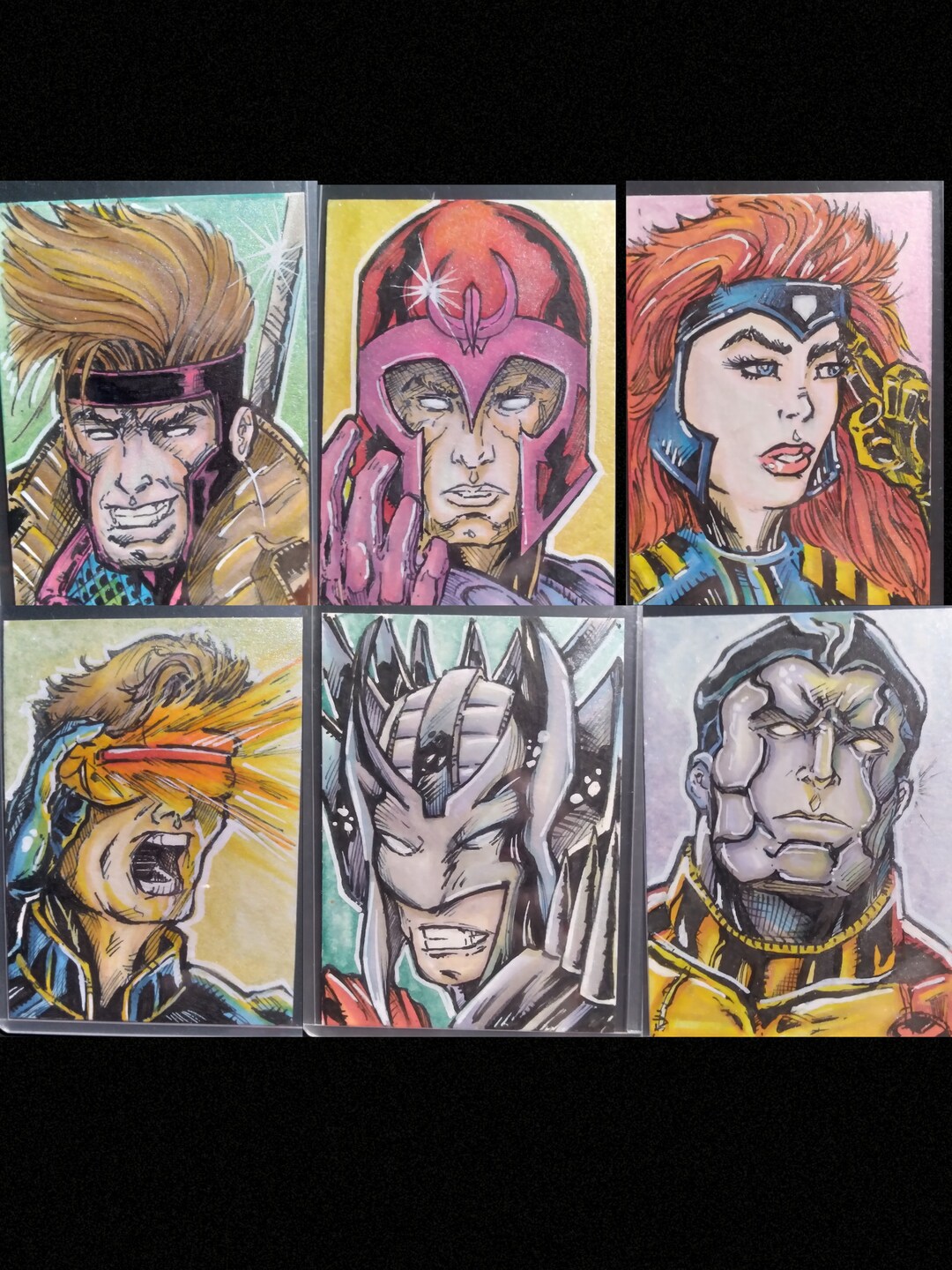 X-men Original Sketch Cards/gambit/magneto/colossus/cyclops/jean Grey ...