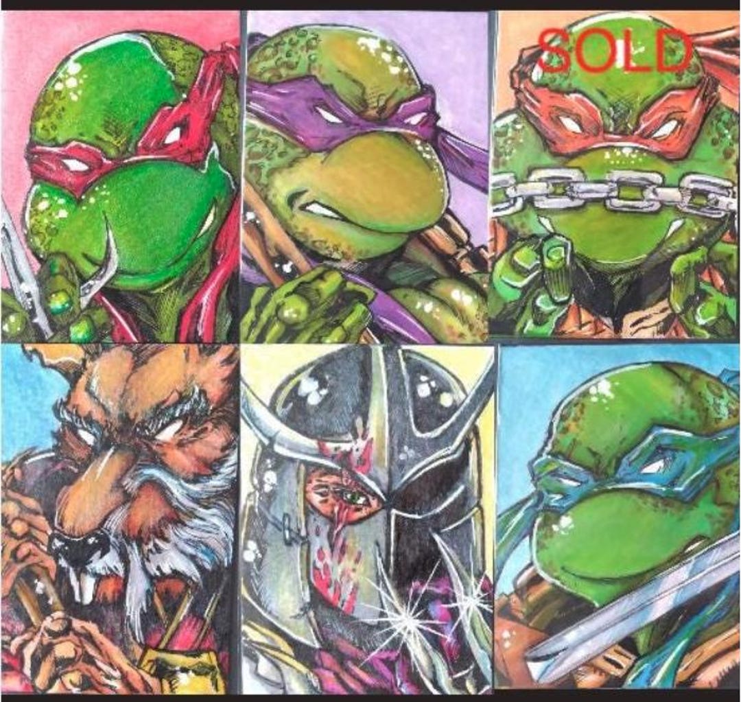 TMNT Fan Art Sketch Cards Set 1: Hand-drawn 7 Colored - Etsy