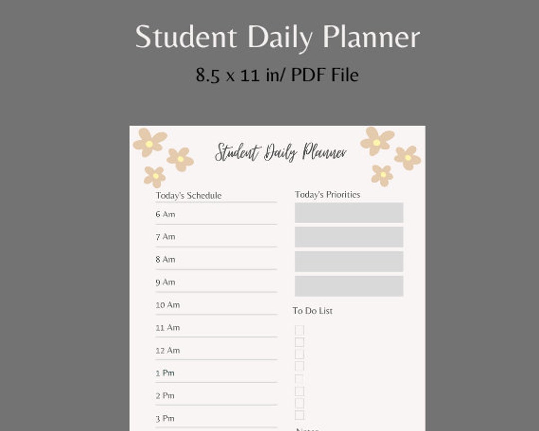 Daily Student Planner/ Planner Printable - Etsy